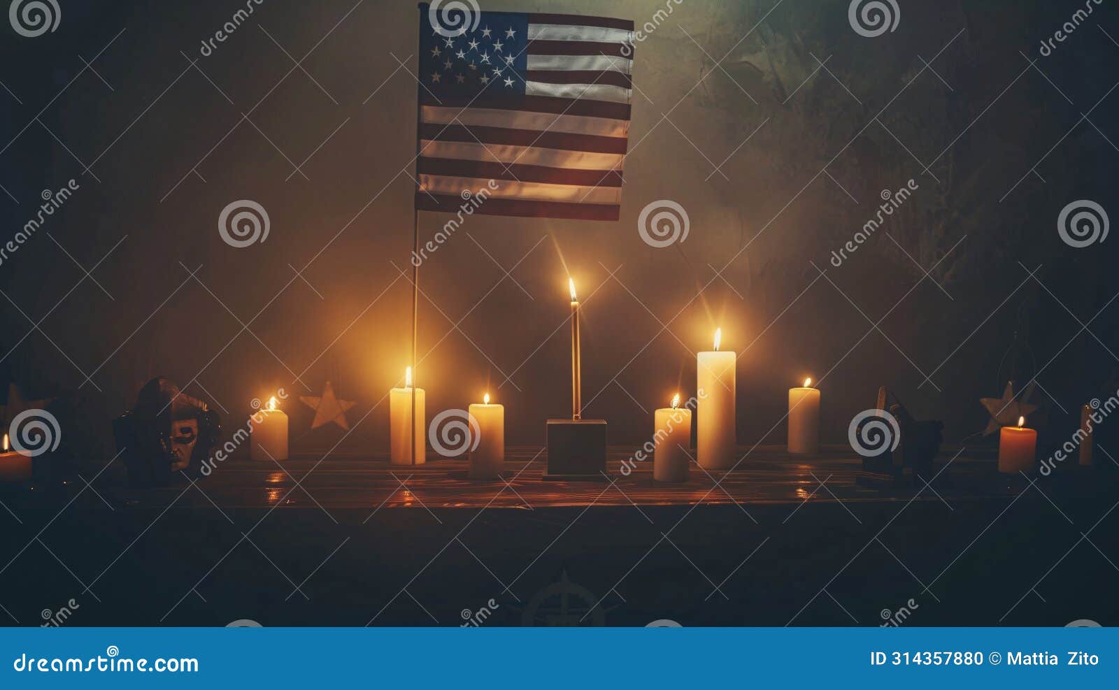Different Types of Candles with the American Flag Stock Photo - Image ...