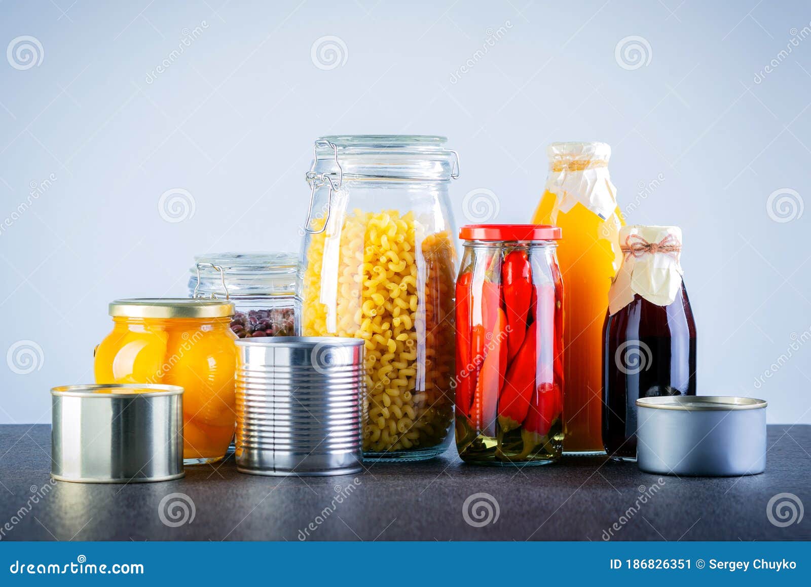 Different Types of Canned Food. Stock Image - Image of uncooked, glass ...
