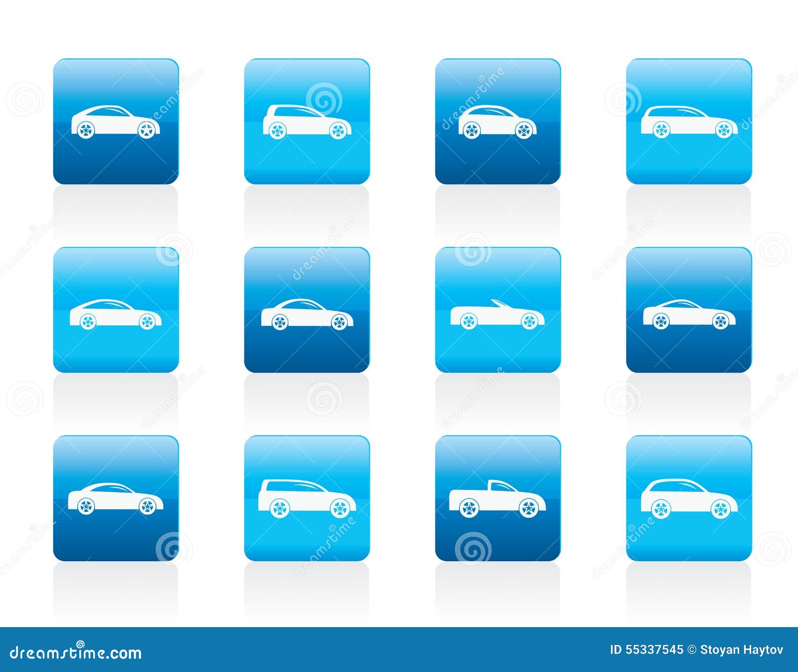 Cars Icons Set, Flat Style Car Icons, Different Vector Car Types Color ...