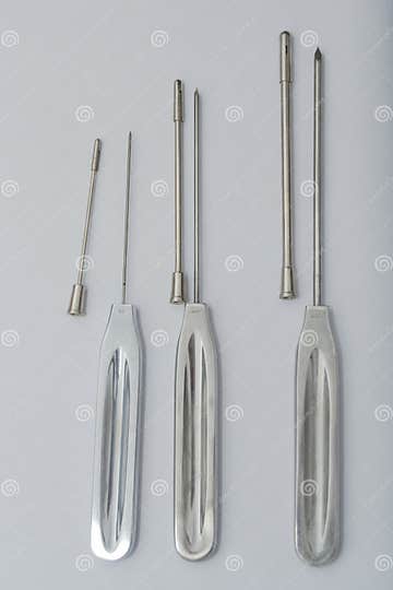 Different Types of Catheter Trocars on Grey Surface Stock Image - Image ...
