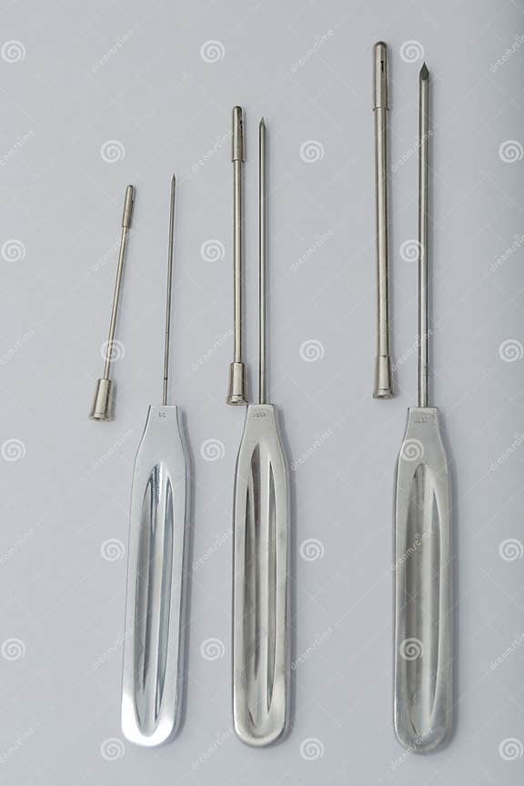 Different Types of Catheter Trocars on Grey Surface Stock Image - Image ...