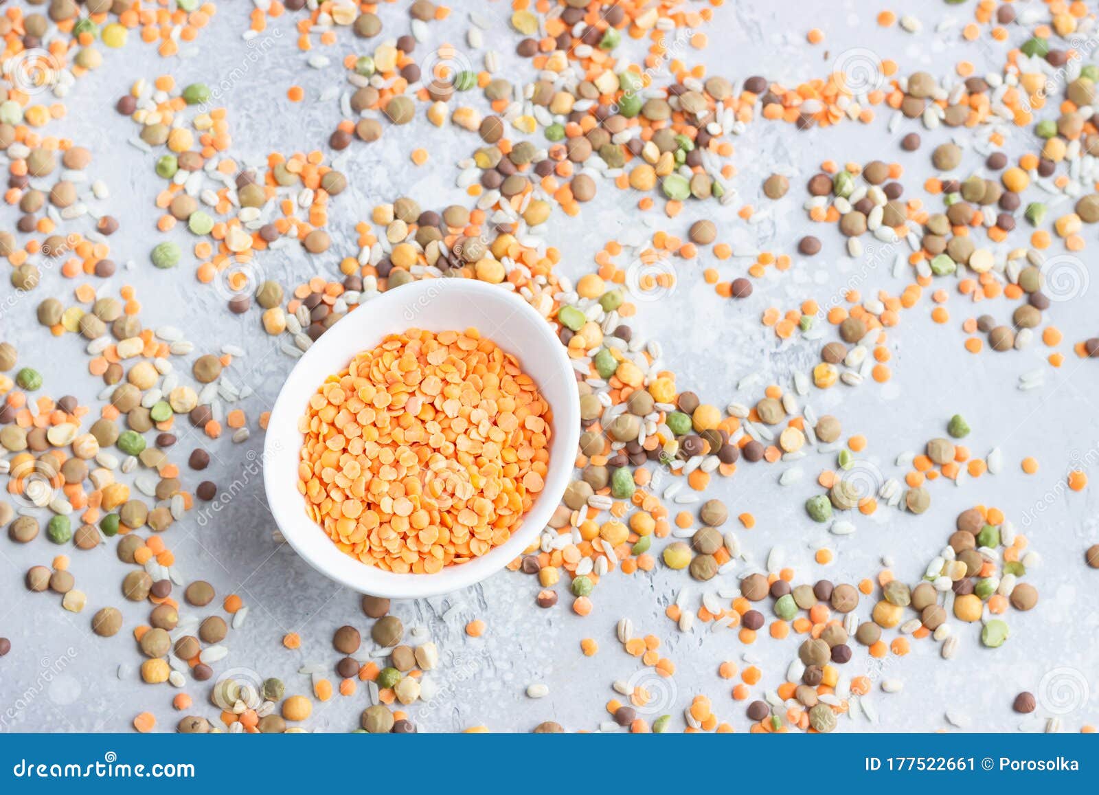 Different Types of Cereal Grains Groats in White Ceramic Bowls. Stock ...