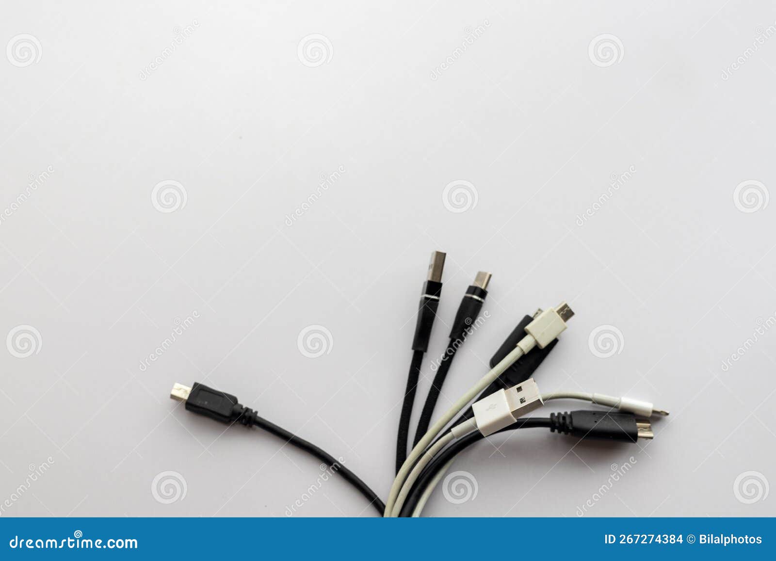 Different Types of Charging Cables Isolated on White Background Stock ...