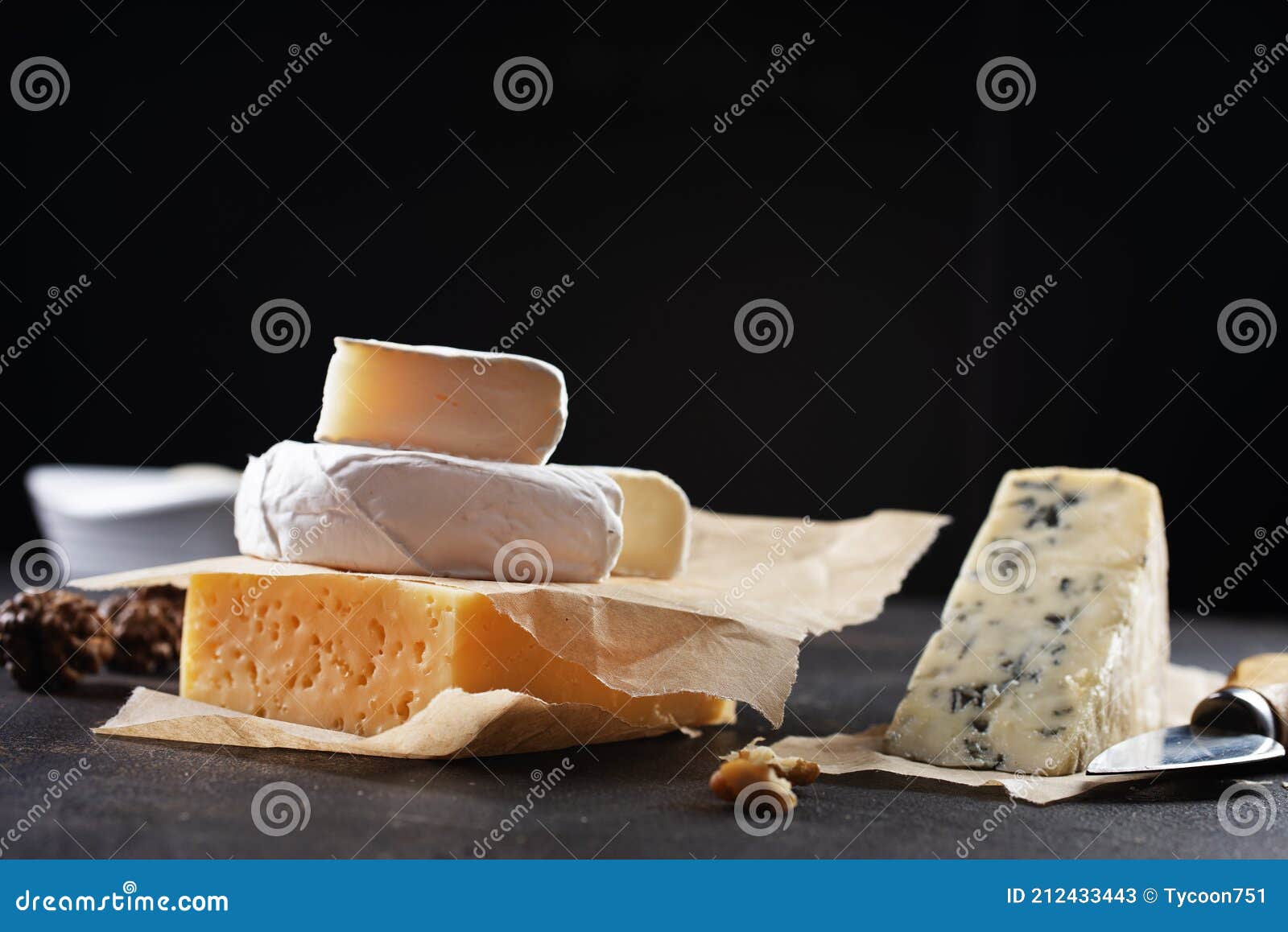 Different types of cheese stock image. Image of camamber - 212433443
