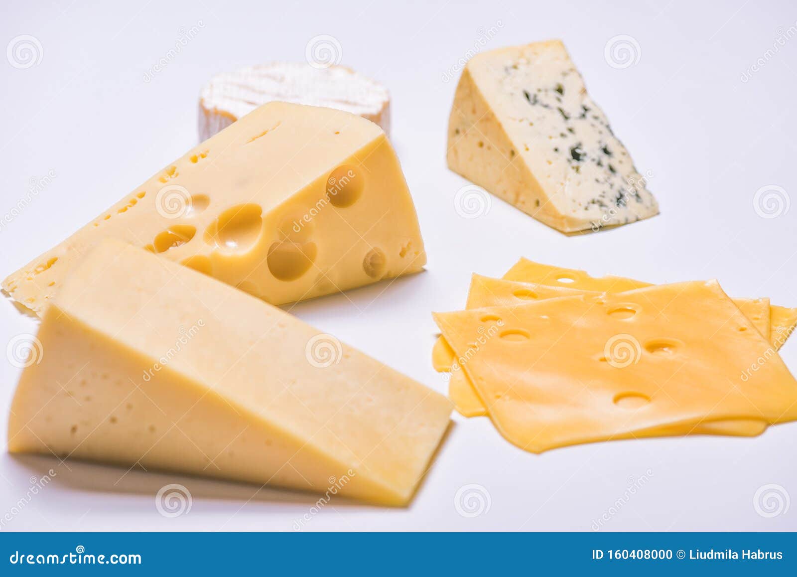 Different Types of Cheese on White Background Stock Photo - Image of ...