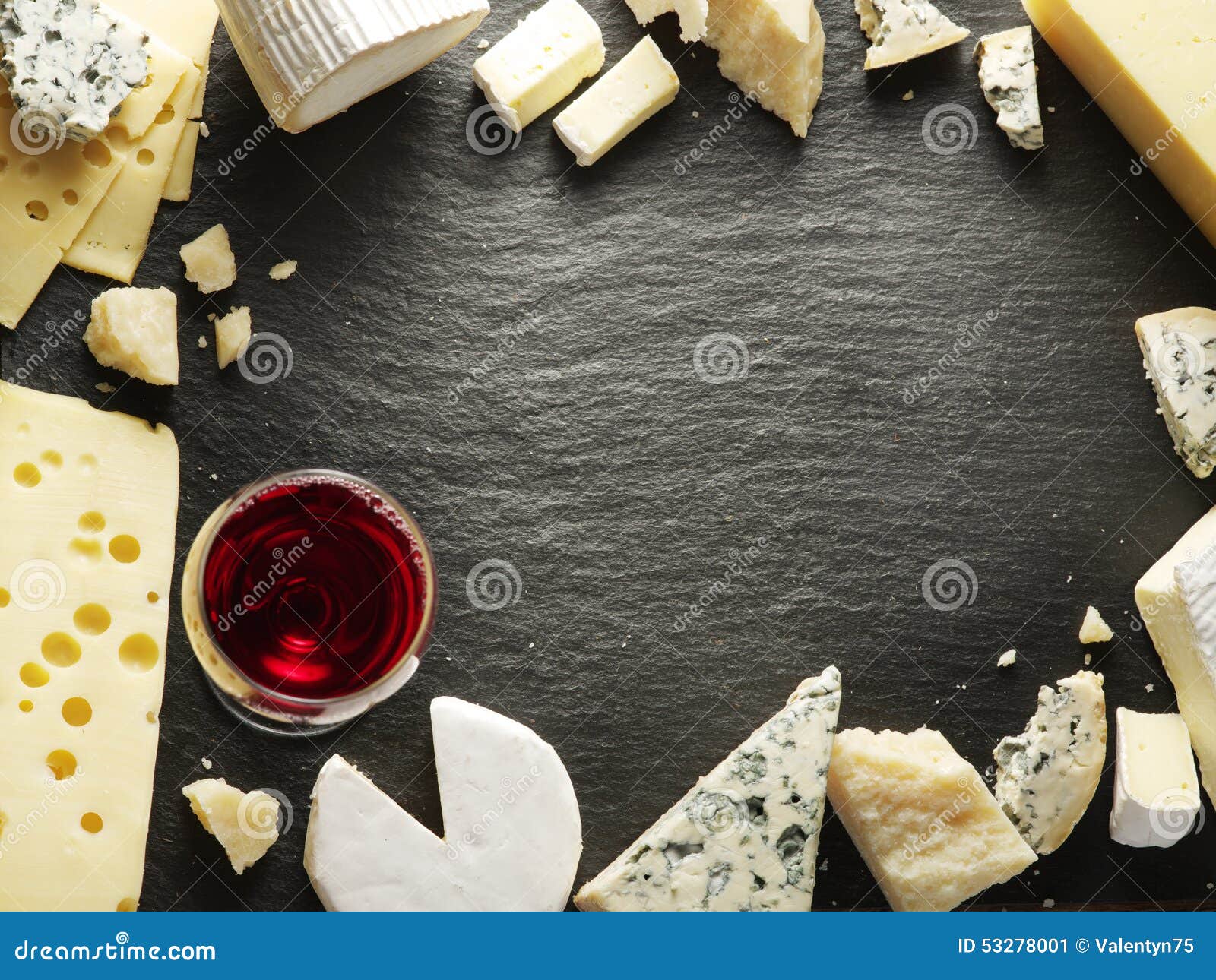 Different Types of Cheeses Arranged As a Frame. Stock Image - Image of ...