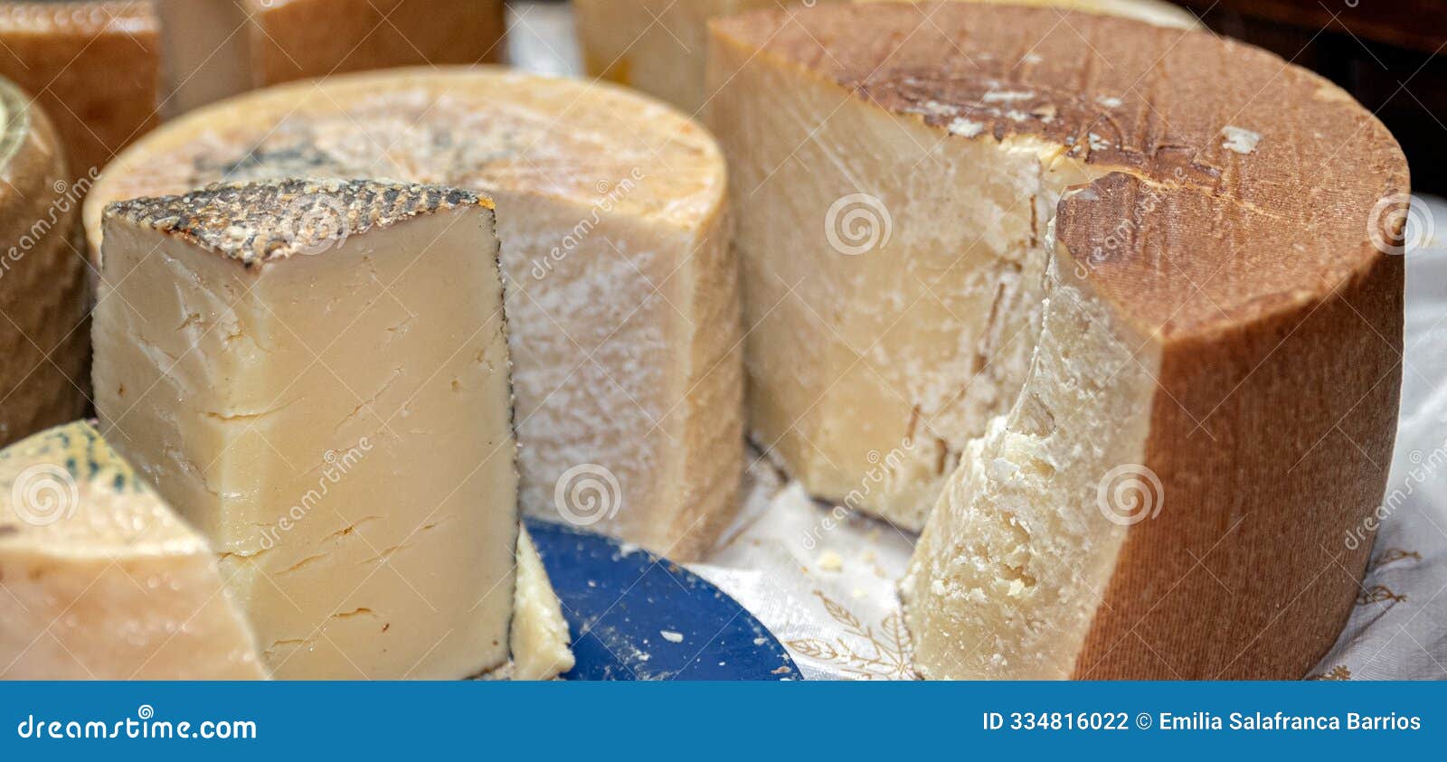 Different Types of Cheeses Displayed Up Close Stock Photo - Image of ...