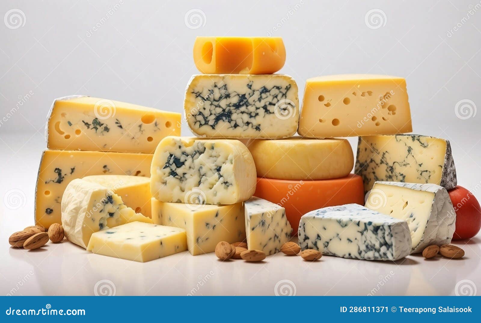 Different Types of Cheeses, Generative AI Illustration Stock ...