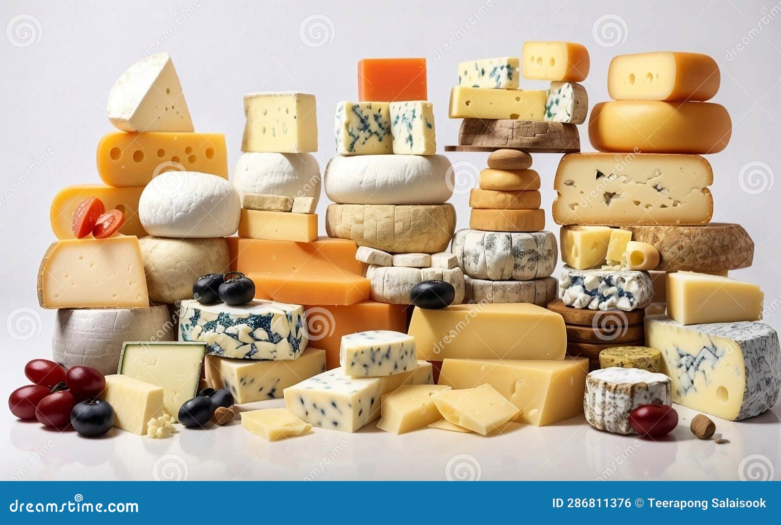 Different Types of Cheeses, Generative AI Illustration Stock ...