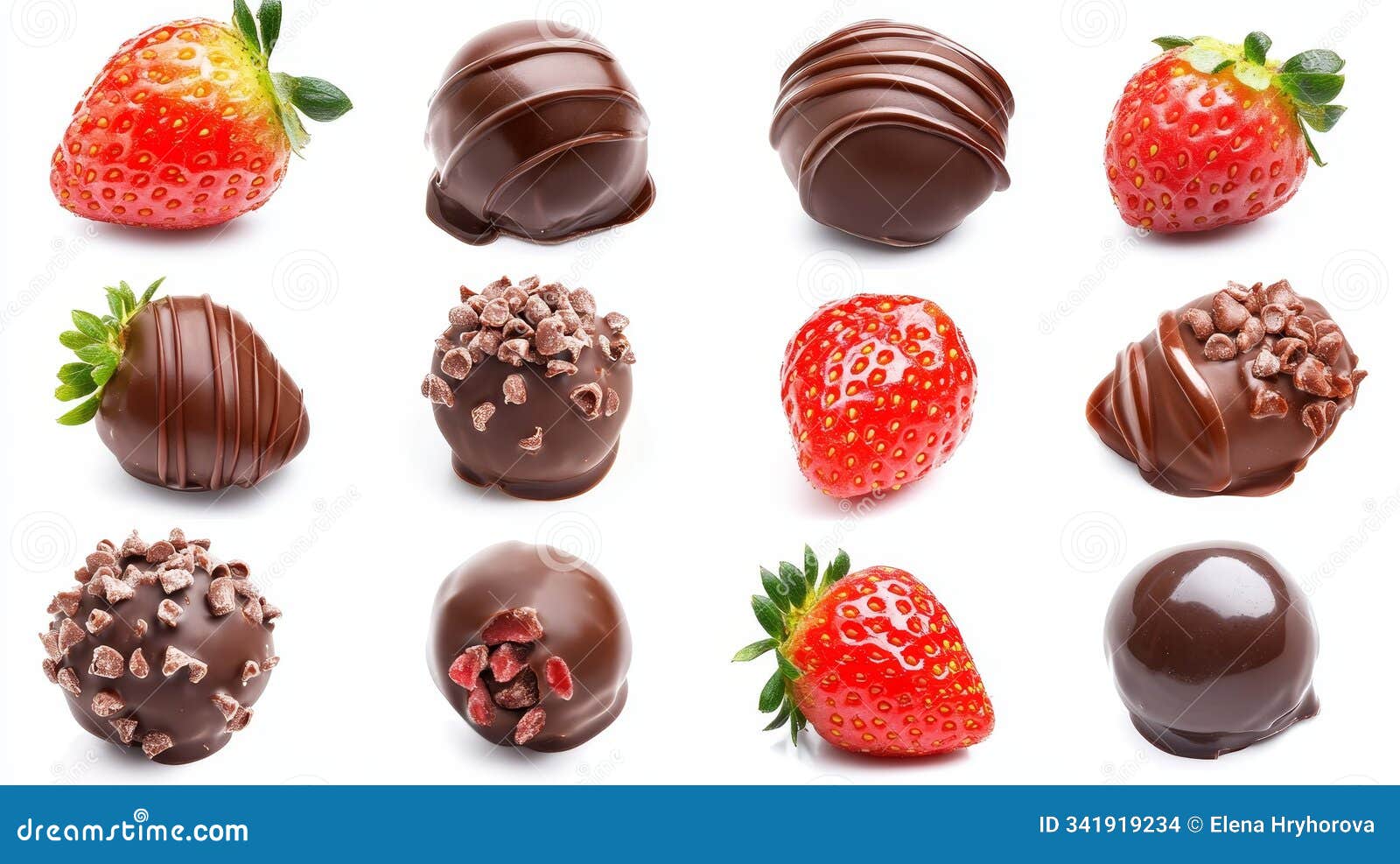 Different Types of Chocolate-coated Strawberries Placed on a White ...