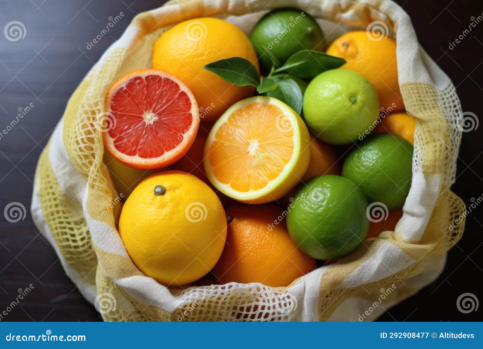 Different Types of Citrus Fruits in a Net Bag Stock Image - Image of ...