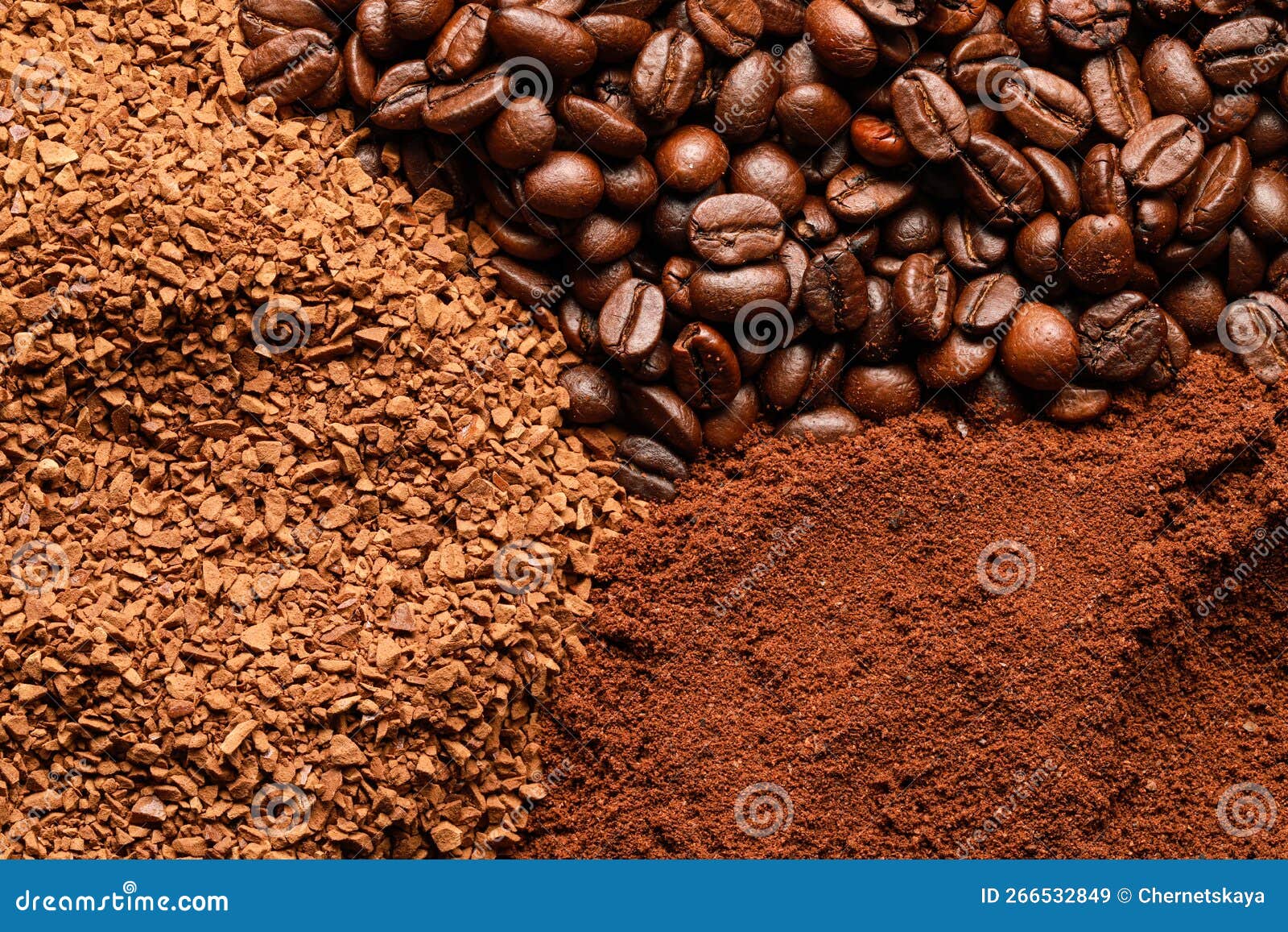 Different Types of Coffee As Background, Top View Stock Image - Image ...
