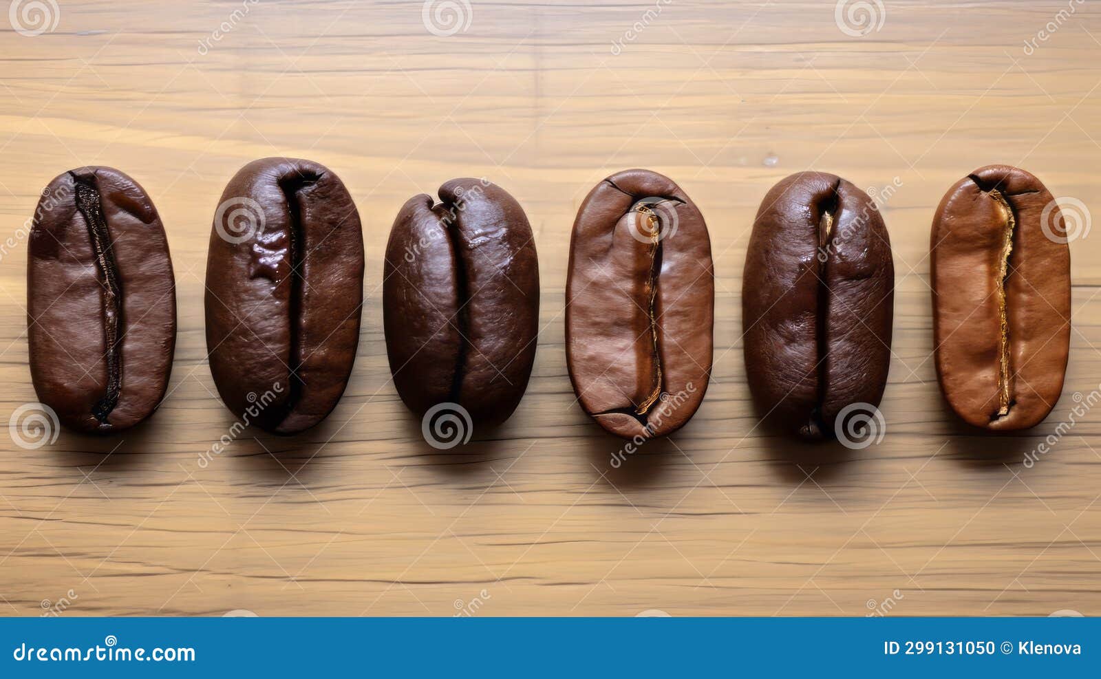 Different Types of Coffee Beans on Wooden Table Stock Illustration ...