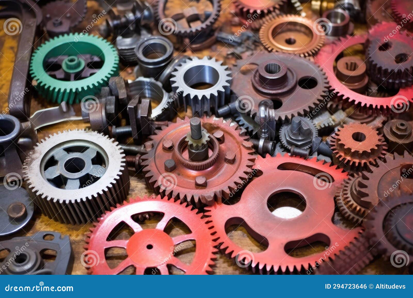 Different Types of Cogs and Wheels on a Workshop Bench Stock Photo ...