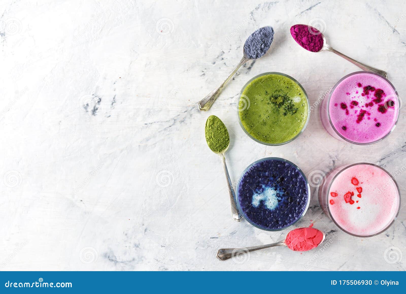 Different Types of Colored Latte Stock Photo - Image of homemade, meal ...