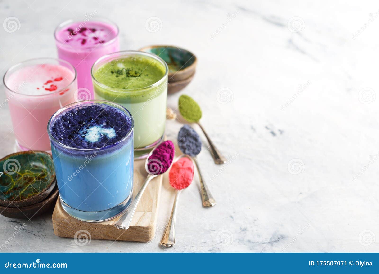 Different Types of Colored Latte Stock Image - Image of fresh, drink ...