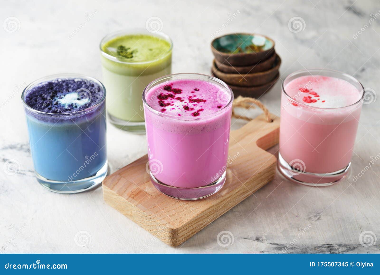 Different Types of Colored Latte Stock Image - Image of beverages ...