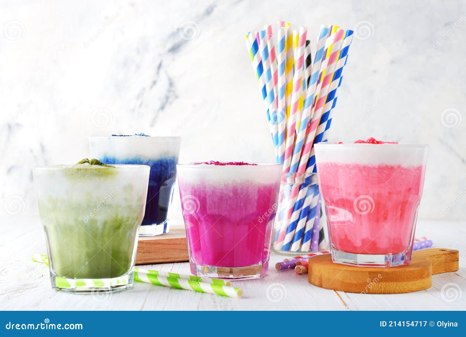 Different Types of Colored Latte Stock Image - Image of homemade ...
