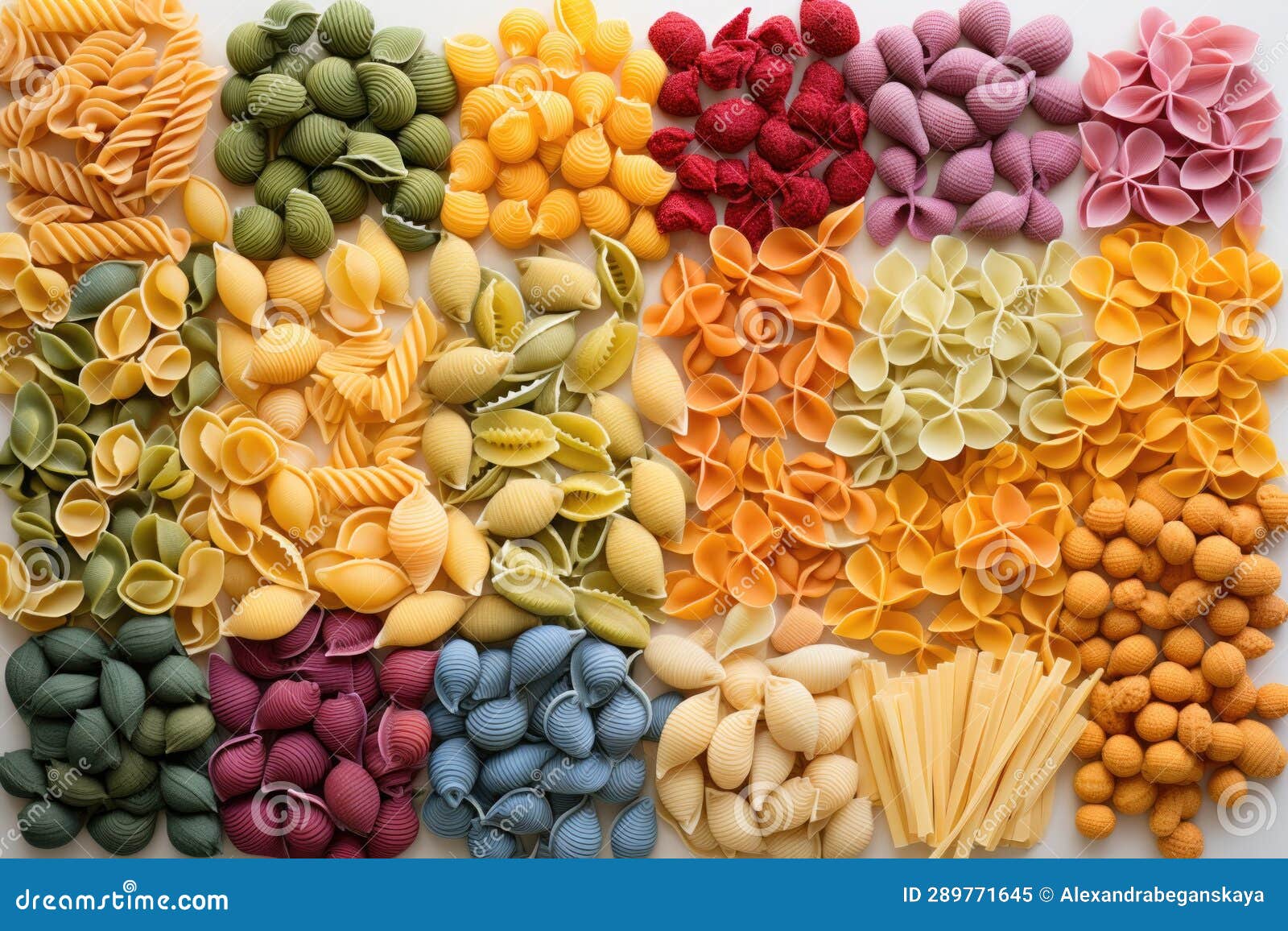Different Types of Colored Pasta Stock Illustration - Illustration of ...