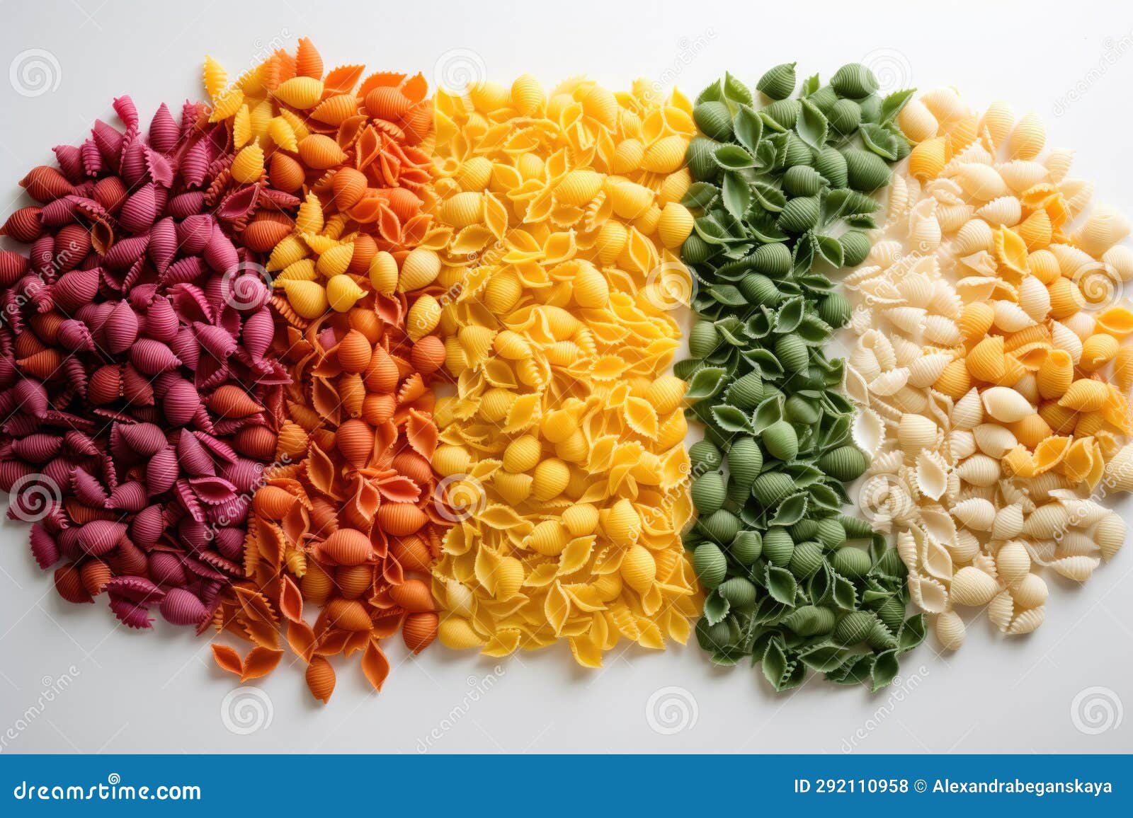 Different Types of Colored Pasta Stock Illustration - Illustration of ...