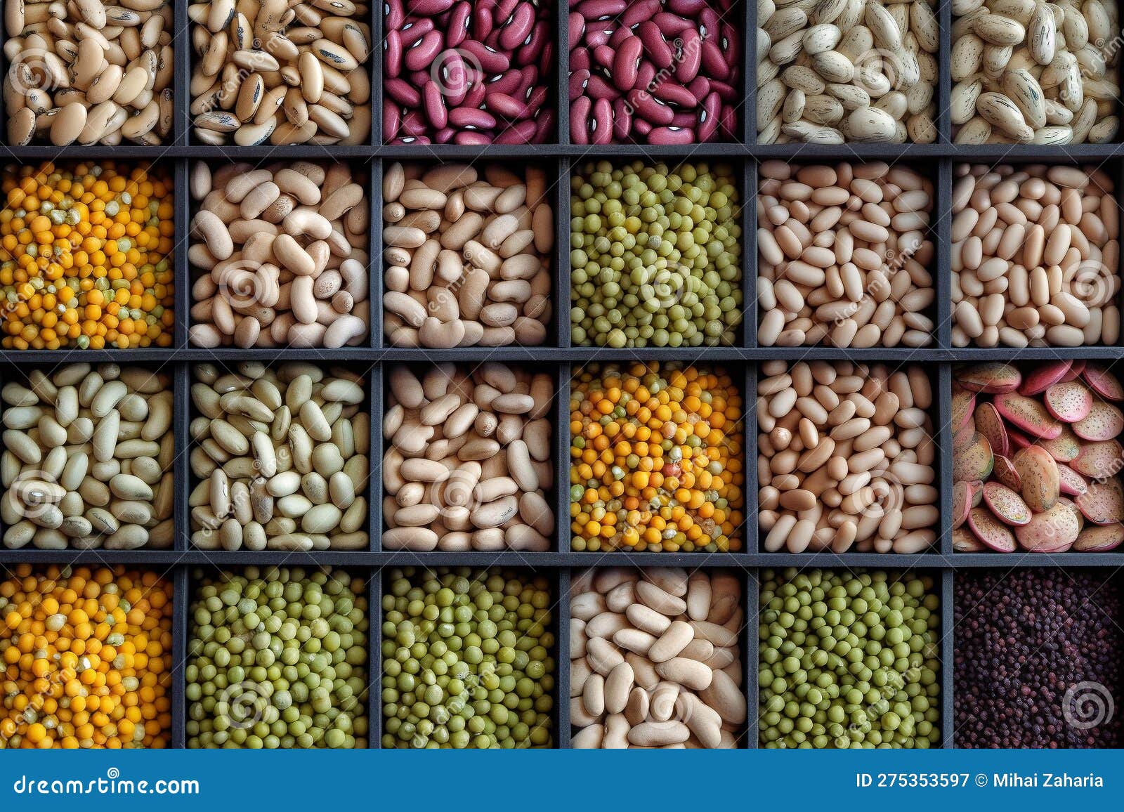 Different Types of Colorful Beans Arranged in Boxes. Conceptual ...
