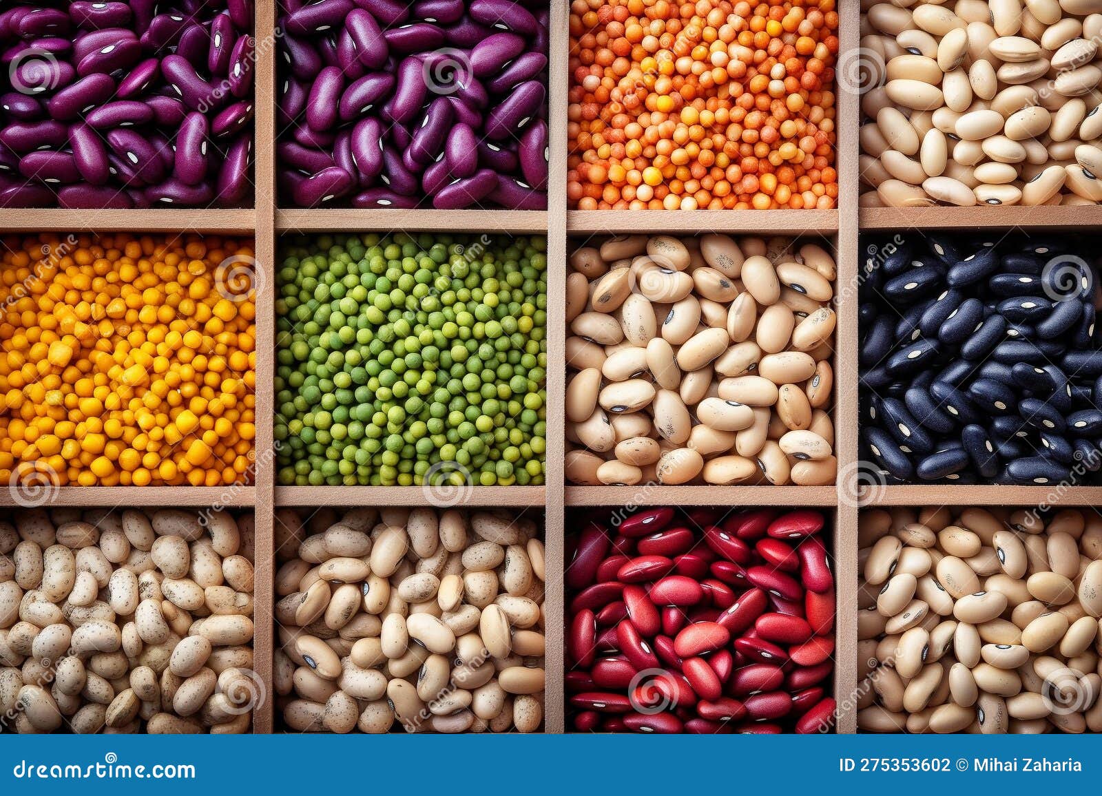 Different Types of Colorful Beans Arranged in Boxes. Conceptual ...