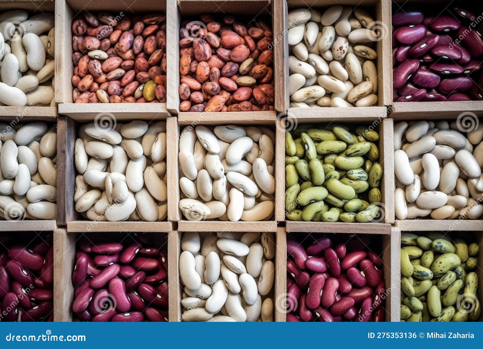 Different Types of Colorful Beans Arranged in Boxes. Conceptual ...
