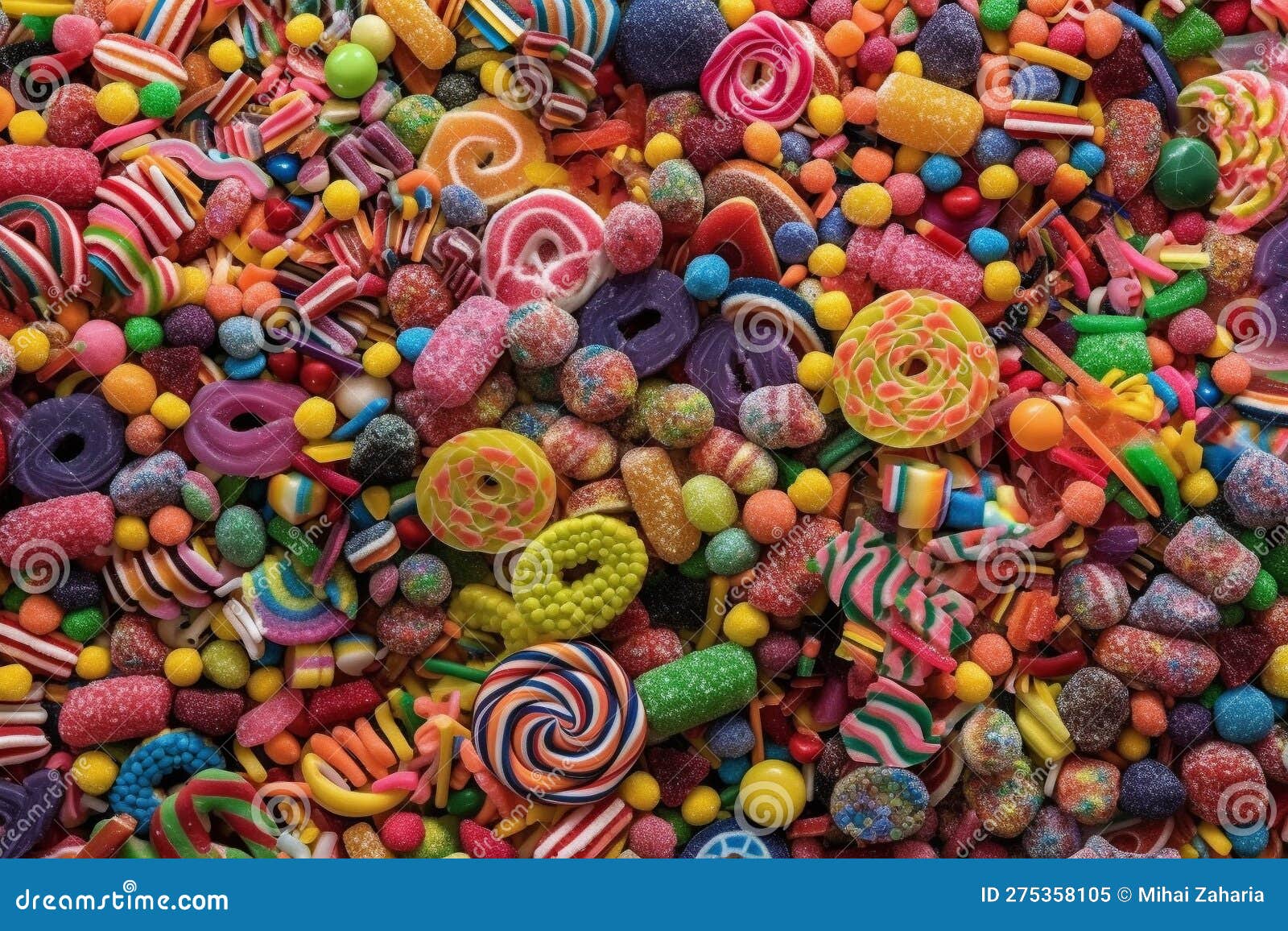 Different Types of Colorful Candy Sweets. Conceptual Illustration ...