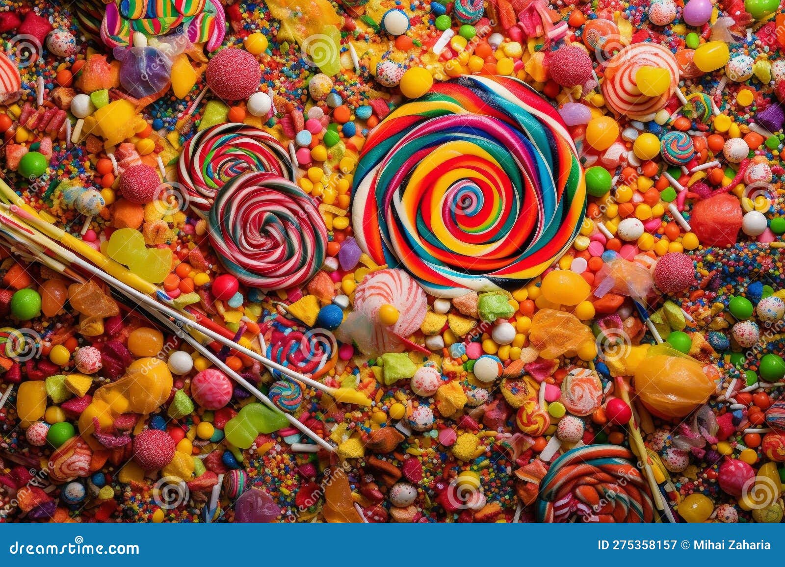 Different Types of Colorful Candy Sweets. Conceptual Illustration ...
