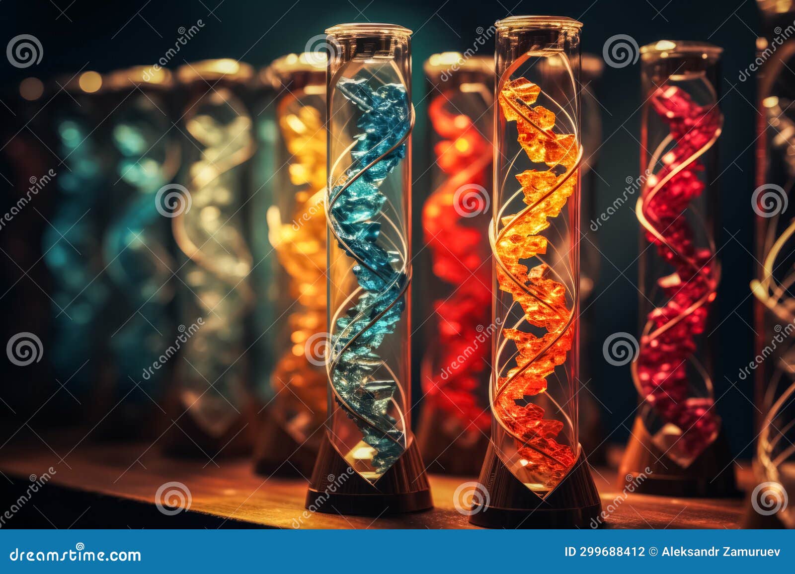 Different Types of Colorful DNA. Study of Gene Structure of Cell Stock ...