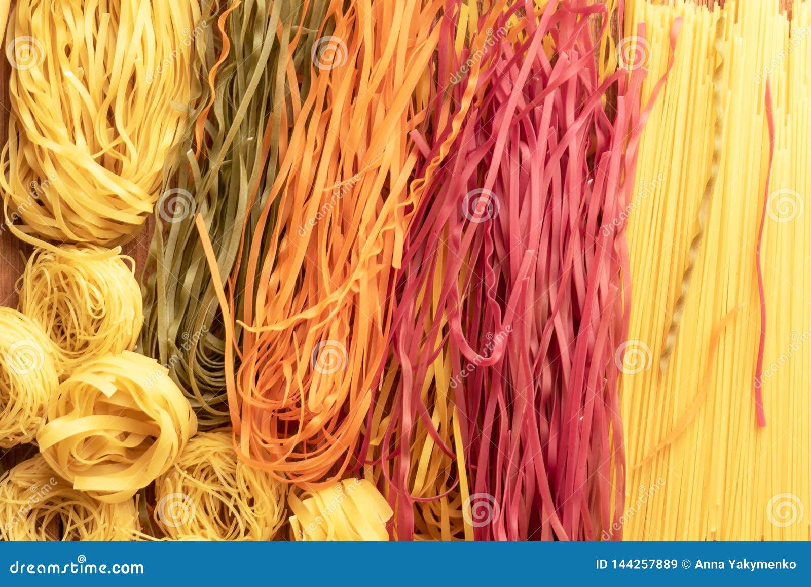 Different Types, Colour of Pasta and Shape on Top View Stock Image ...