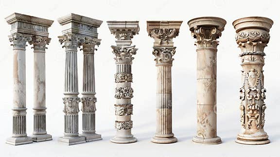Different Types of Columns Displayed on a White Background. Ideal for ...