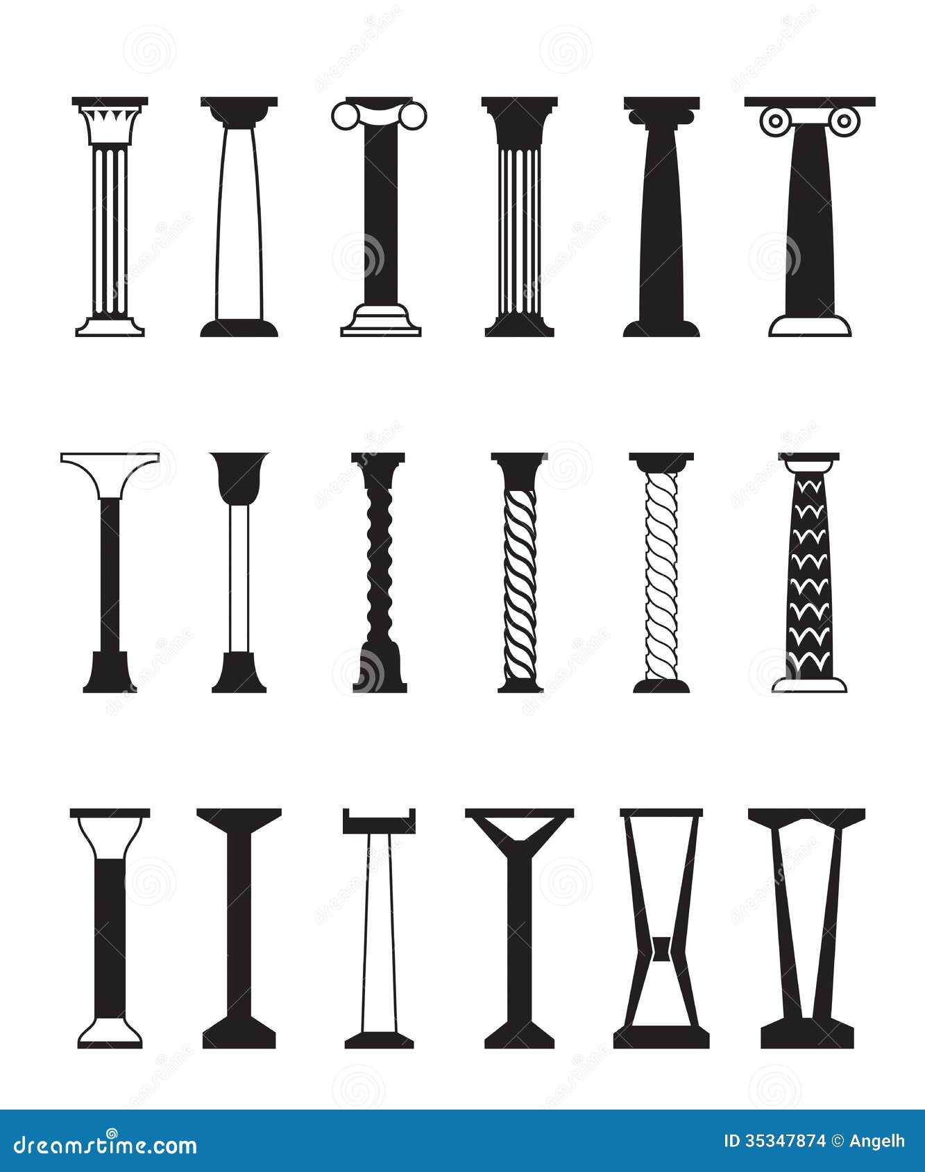 Different types of columns stock vector. Illustration of antique - 35347874
