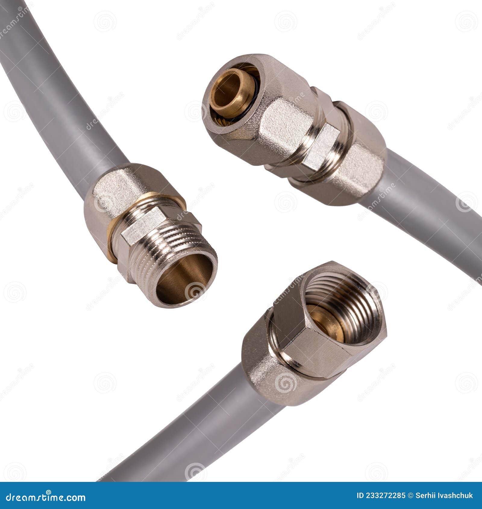 Different Types of Compression Fitting on Pvc Pipes. Stock Image ...