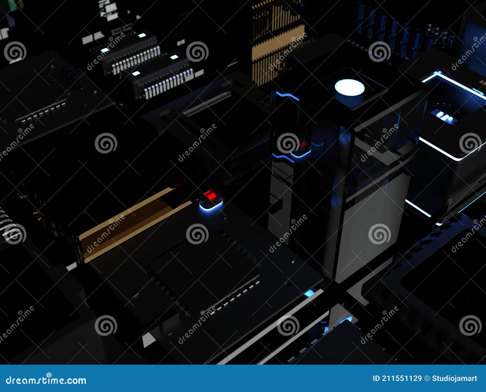 Different Types of Computers and Spare Parts. Stock Illustration ...