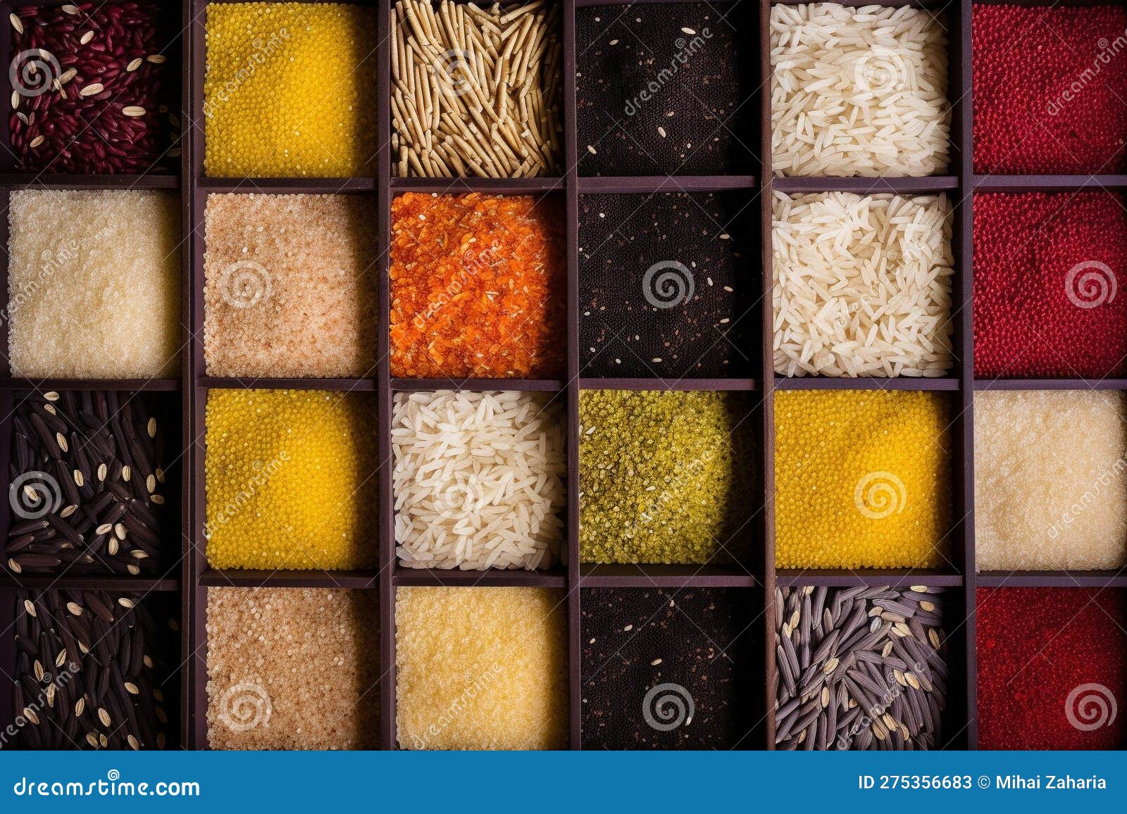 Different Types of Condiments or Spices Arranged in Boxes. Conceptual ...