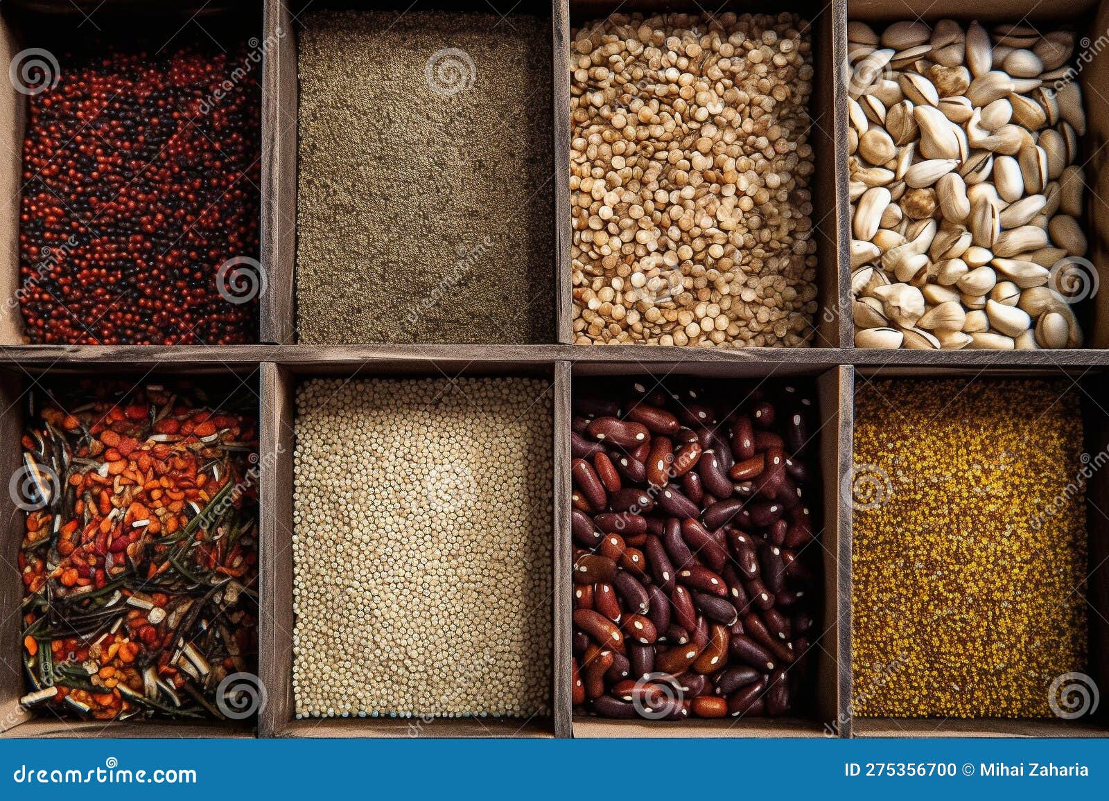 Different Types of Condiments or Spices Arranged in Boxes. Conceptual ...