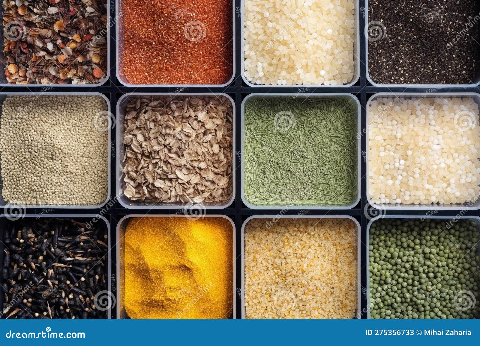 Different Types of Condiments or Spices Arranged in Boxes. Conceptual ...