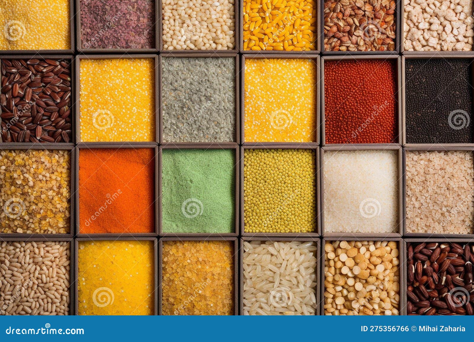 Different Types of Condiments or Spices Arranged in Boxes. Conceptual ...