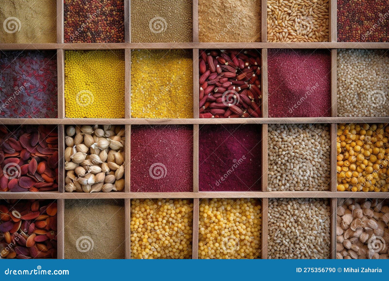 Different Types of Condiments or Spices Arranged in Boxes. Conceptual ...