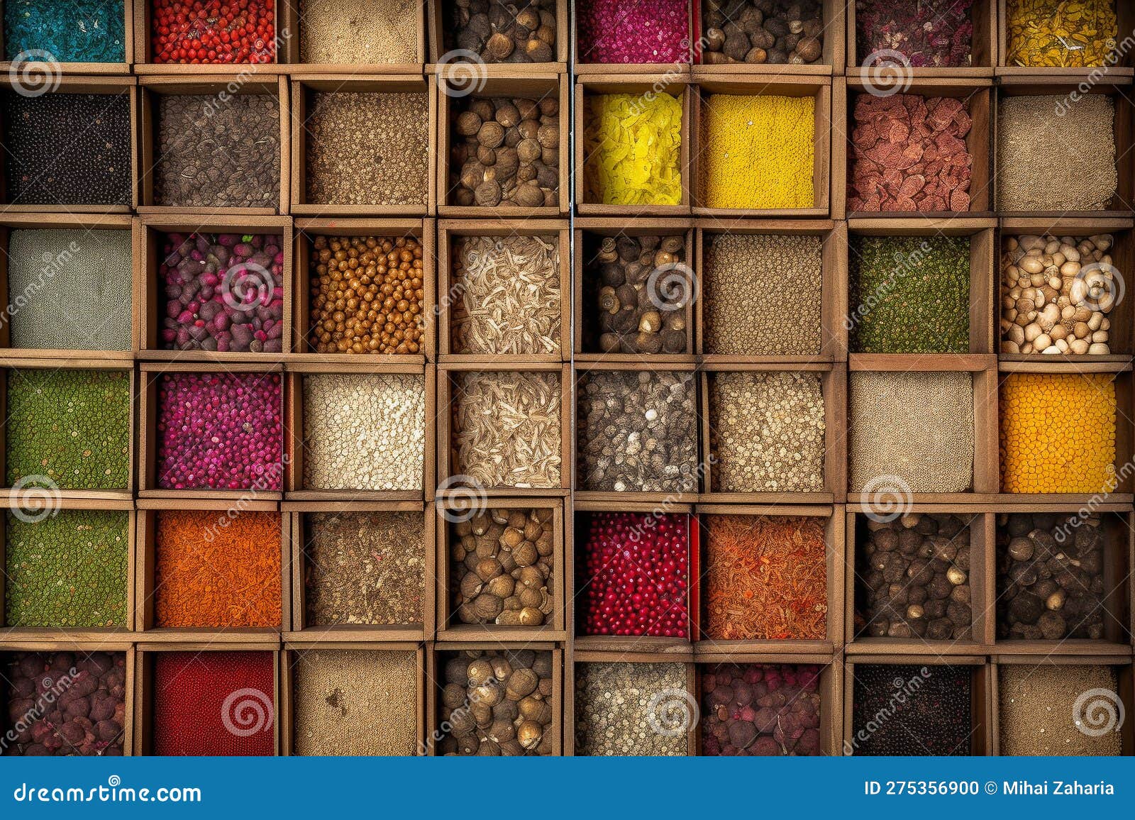 Different Types of Condiments or Spices Arranged in Boxes. Conceptual ...