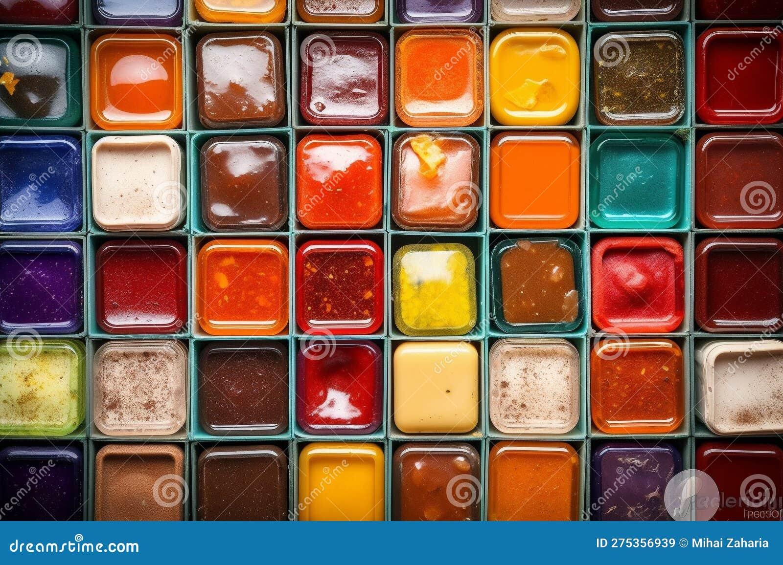 Different Types of Condiments or Spices Arranged in Boxes. Conceptual ...
