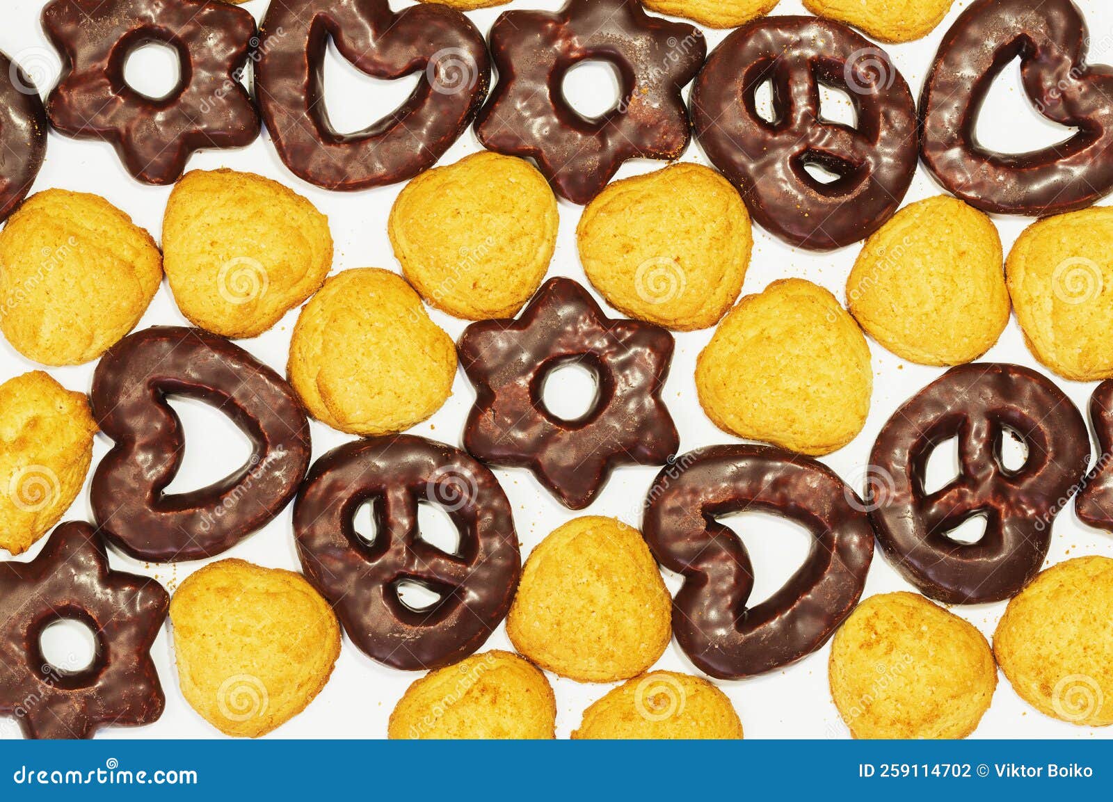 Different Types of Cookies Laid Out on a White Surface Stock Photo ...