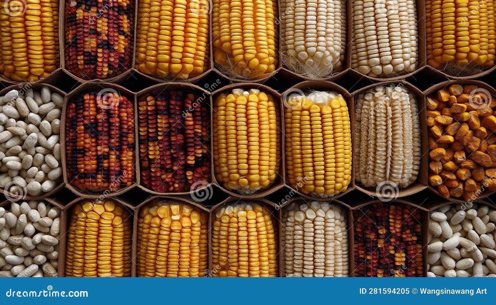 Different Types Of Corn For Sale In Market Generative AI Royalty-Free ...