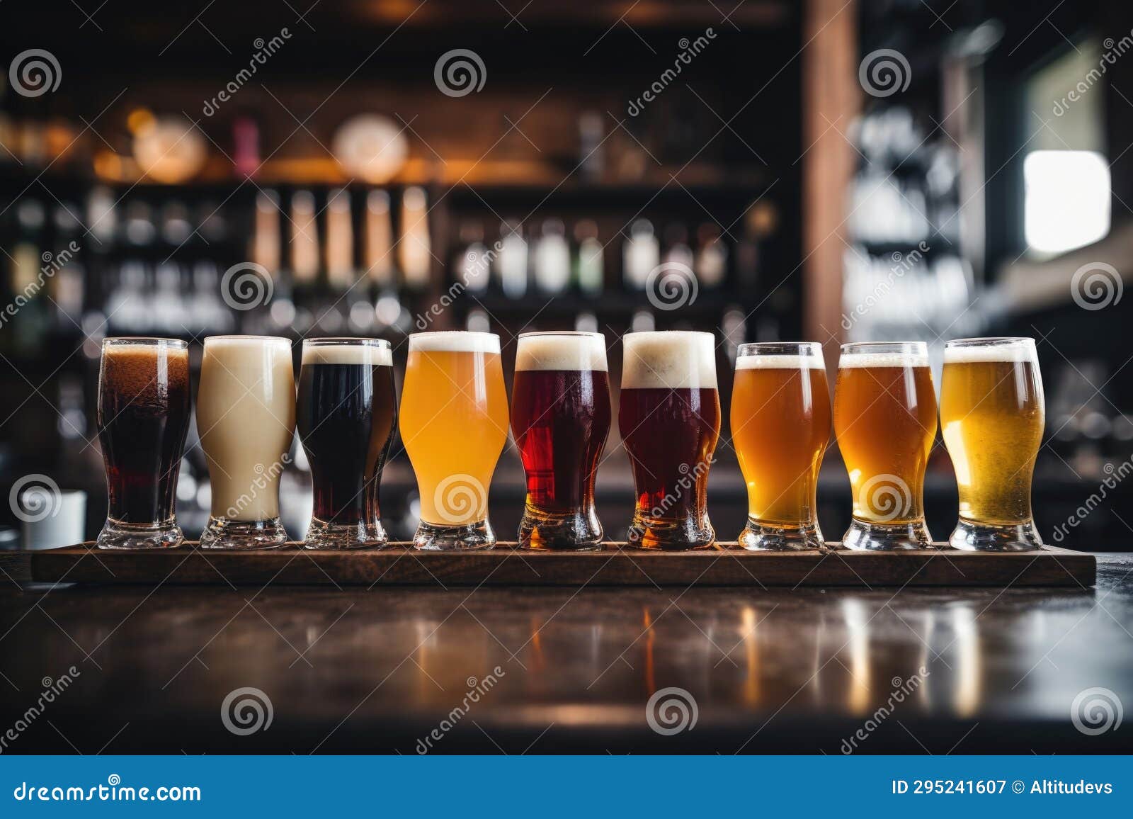 Different Types of Craft Beers on a Counter Stock Image - Image of beer ...