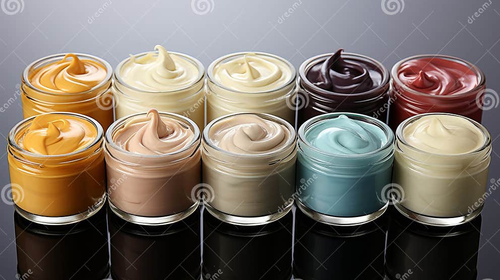 Different Types of Creams are Shown in Various Containers. Generative ...