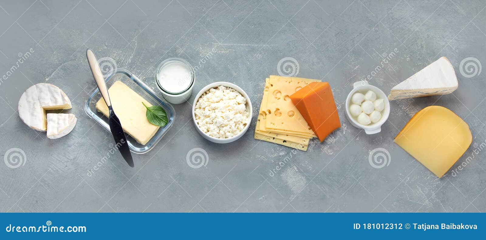 Different Types of Dairy Products Stock Photo - Image of cottage, milk ...