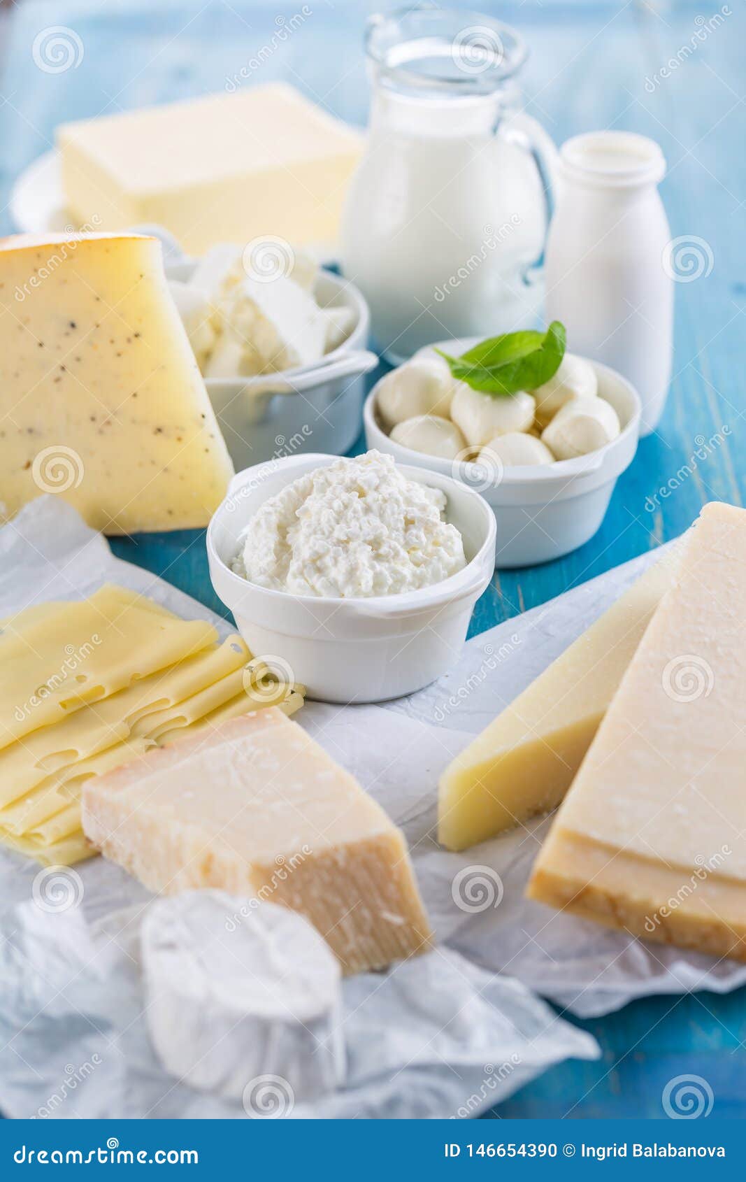 Different Types of Dairy Products Stock Photo - Image of bowl, bottle ...