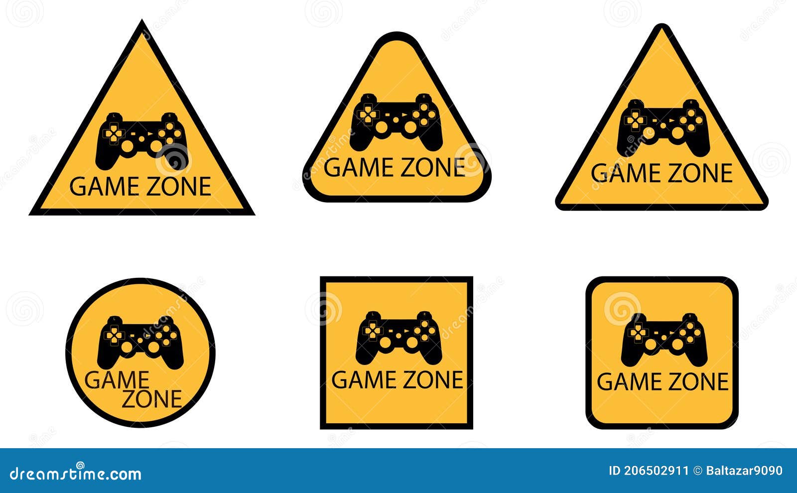 6 Different Types of Danger Play Area Signs Stock Vector - Illustration ...