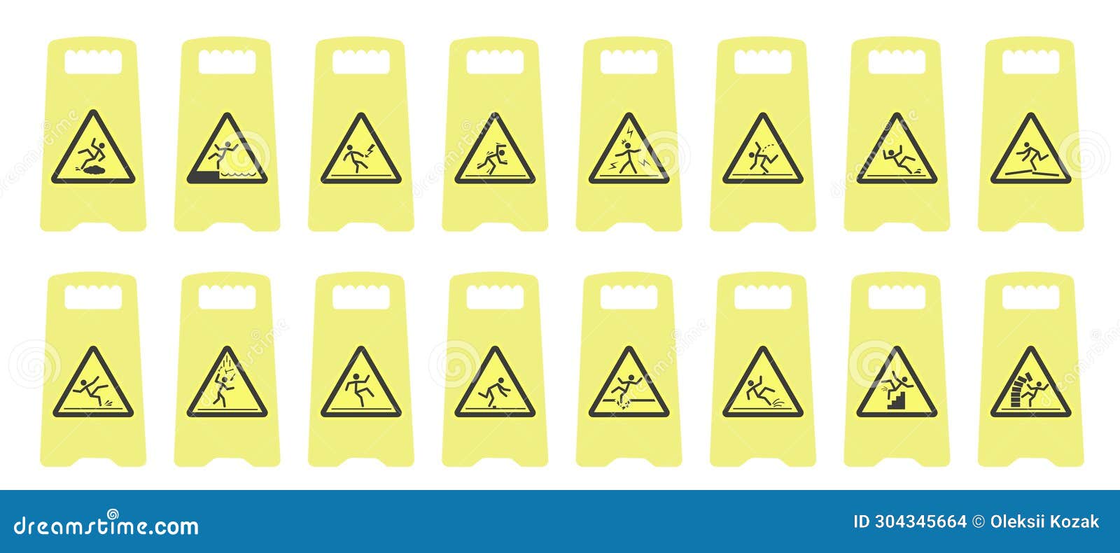 Injury Warning Flat Compositions Cartoon Vector | CartoonDealer.com ...